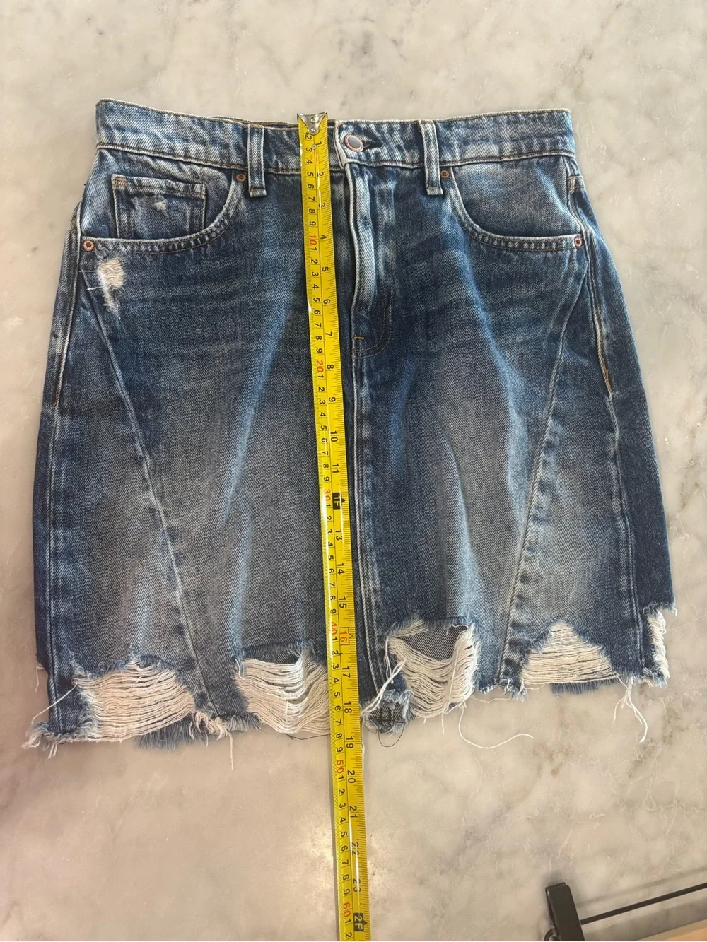 Hudson Jeans | Skirts | Hudson Jeans Distressed Dark Blue Denim Mini ...